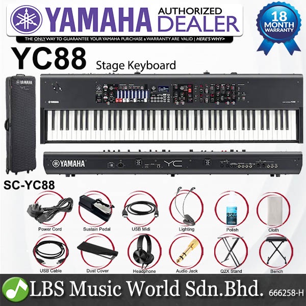 Yamaha YC88 88-key Stage Keyboard with NW-GH3 Triple-Sensor Action and ...