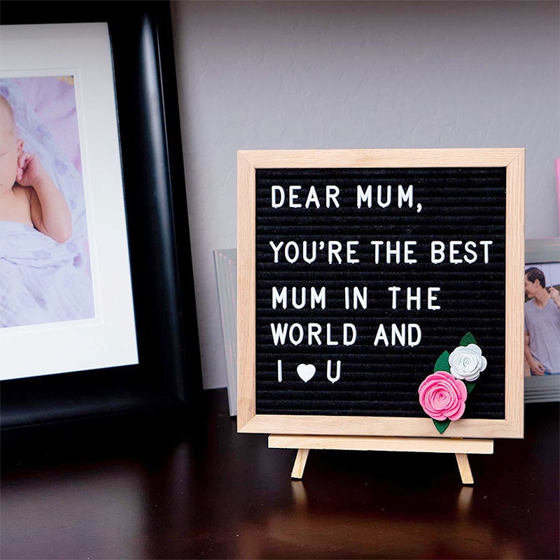 Wooden Frame Message Board DIY Changeable Reusable Felt Letterboard ...
