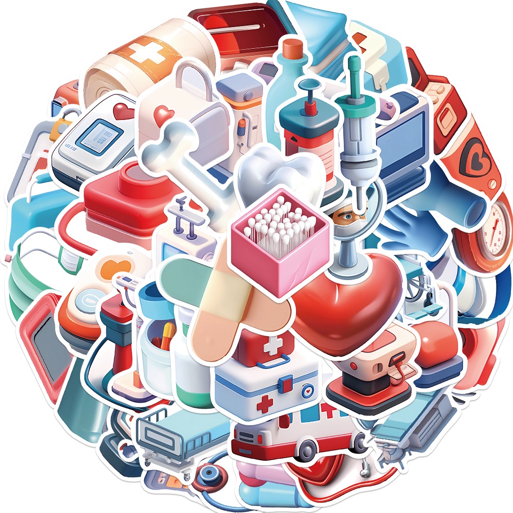 50PCS Visual 3D Cartoon Medical Device Waterproof Graffiti Stickers For ...