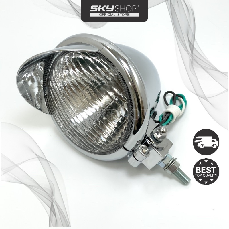 HARLEY CHOPPER BOBBER CAFE RACER HEAD LAMP HEAD LIGHT LAMPU DEPAN (S ...
