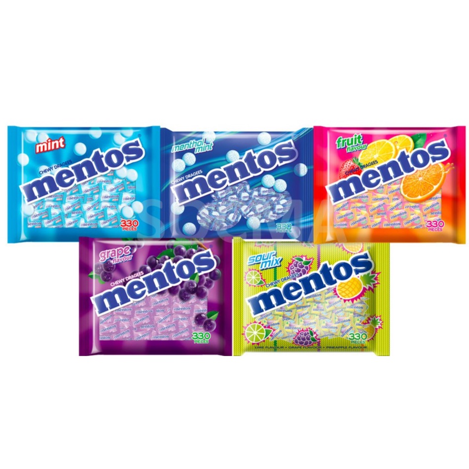MENTOS CHEWY DRAGEES MINT/ MENTHOL MINT/ SOUR MIX/ GRAPE & MIX FRUIT ...