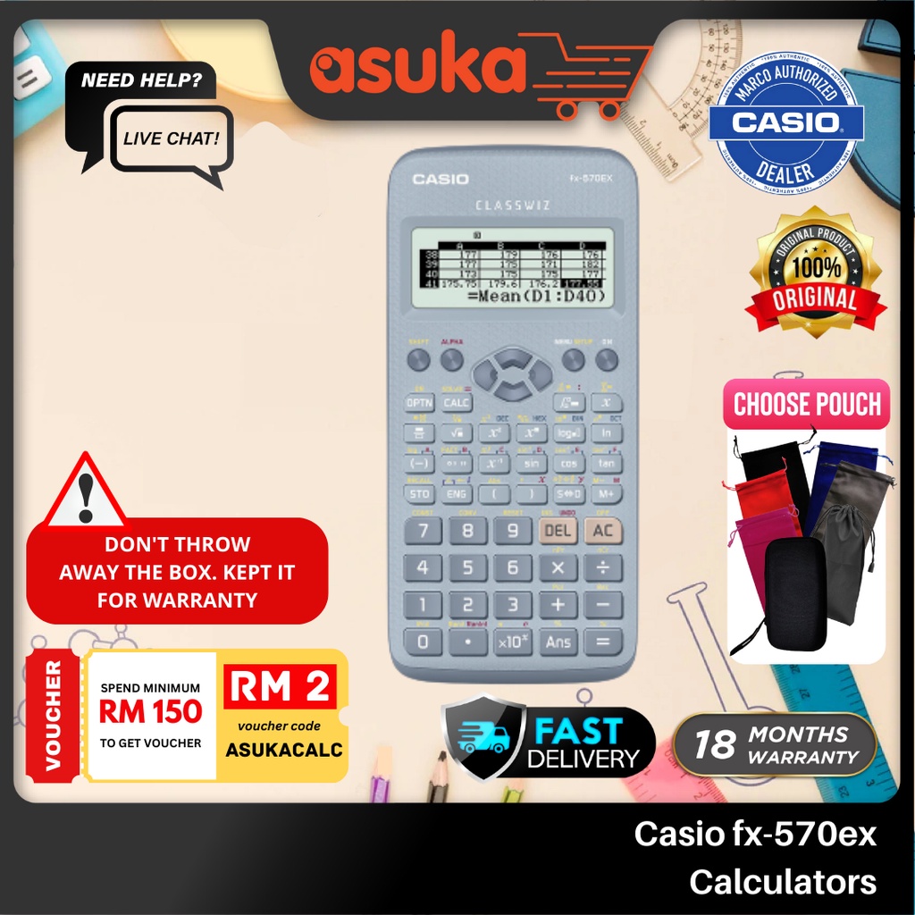 Casio fx-570EX / Casio Black fx-350ex Scientific Calculator Genuine ...
