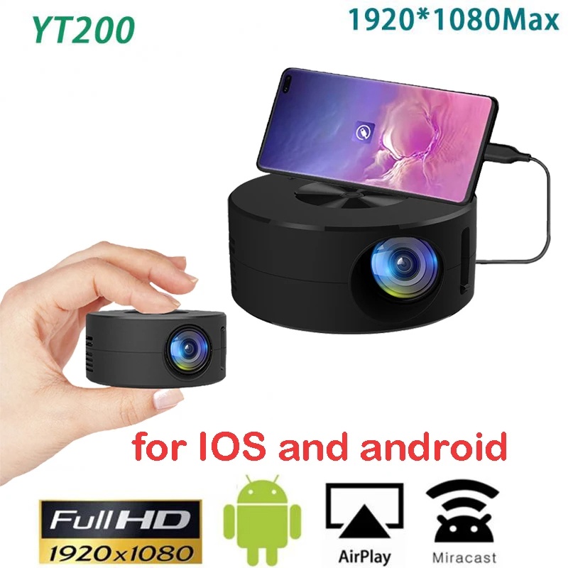 YT200 LED Mobile Video Mini Projector Home Theater Media Player Kids ...
