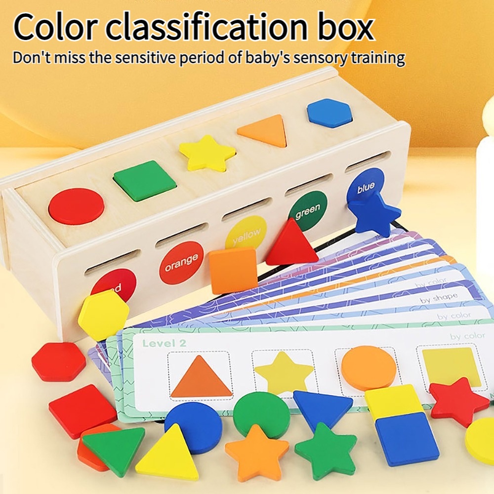 Wooden Baby shape Sorting Toy with Storage Box Educational Block ...