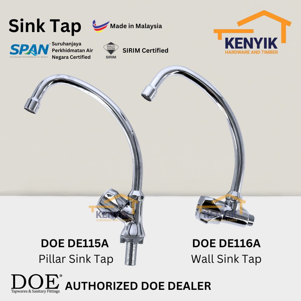 DOE Pillar Sink Tap / Wall Sink Tap (DE115A / DE116A) | Shopee Malaysia
