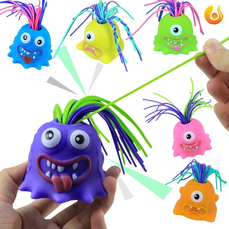 Funny Sound Scream Monster Decompression Toy/ Silicone Braided Hair ...