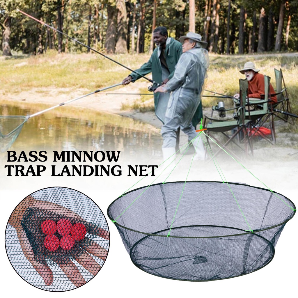 Foldable Drop Fishing Landing Net Crayfish Shrimp Catcher Tank Casting ...