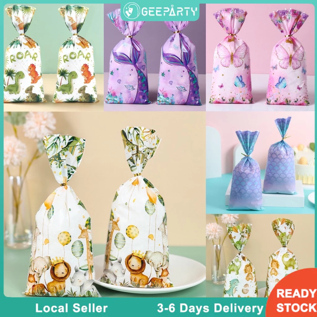 GeeParty 20Pcs Cute Candy Bag Plastic Loot Bags With Ribbon for Happy ...