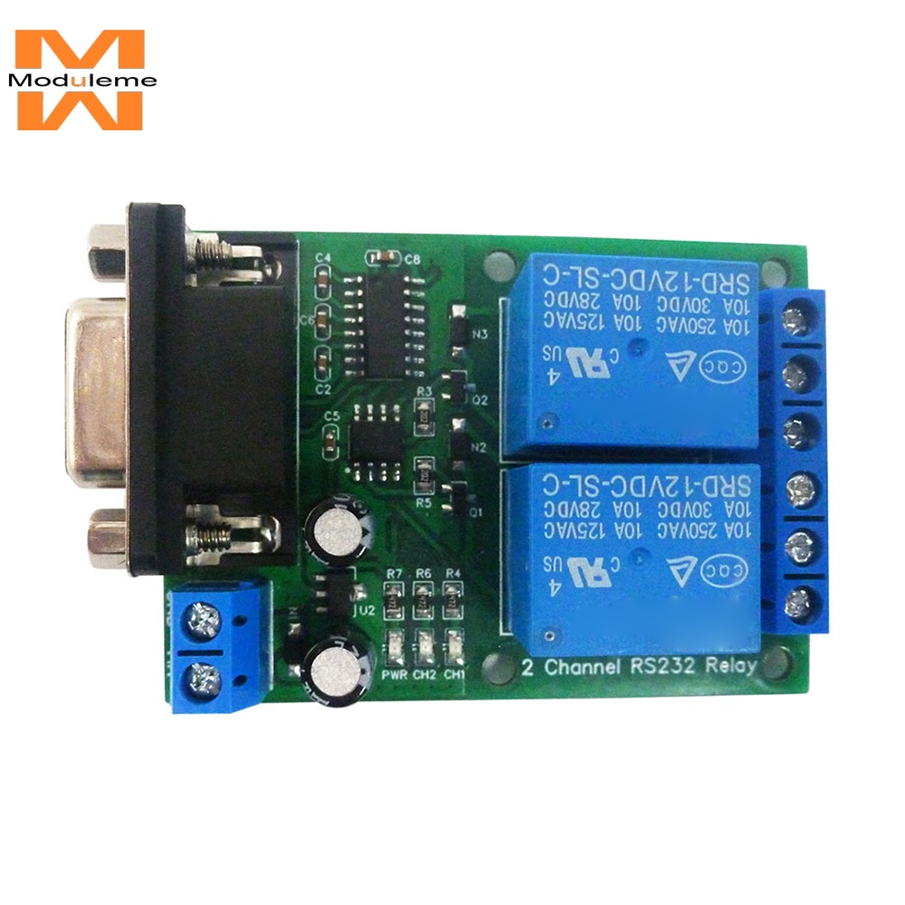 2 Channels RS232 Relay Board DC 12V 24V Serial Port Switch Module for ...