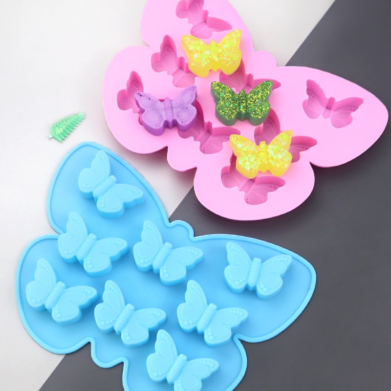 8 Butterfly Cake Mold Silicone Chocolate Candy Baking Molds Butterfly ...