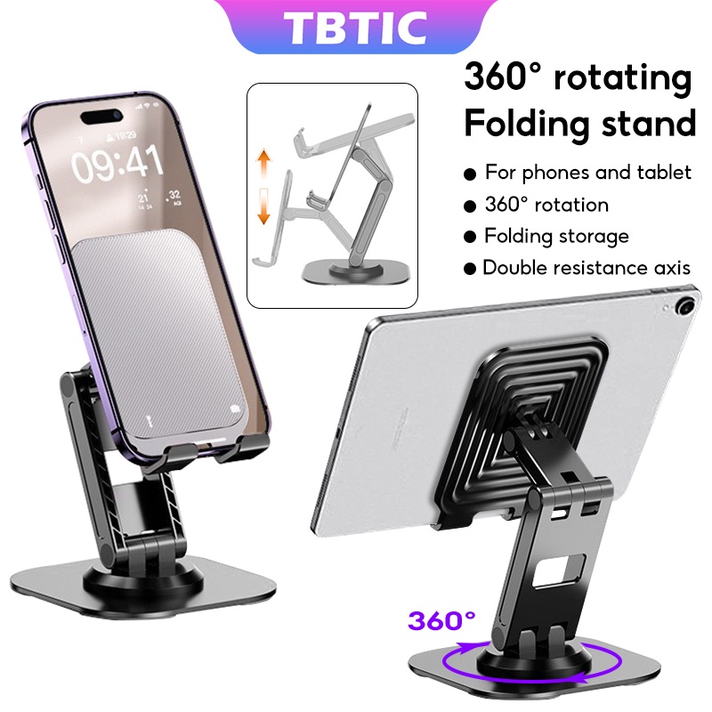 TBTIC 360° Rotable Metal Tablet Phone Holder Stand Portable Adjustable ...