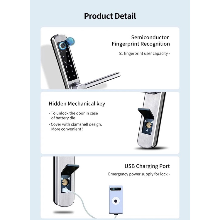 TTlock Fingerprint Double Two Side Waterproof IP55 Outdoor Smart Door ...
