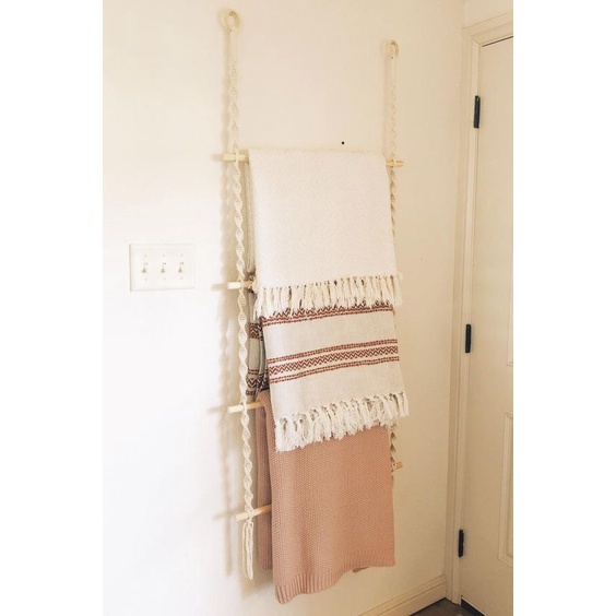 Pt> GANTUNGAN Macrame ladder hanger/ macrame hanger/ Sacred wall decor ...