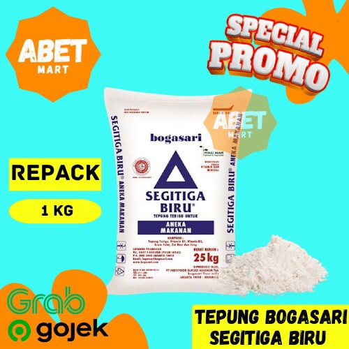 Blue Triangle Wheat Flour 1 Kg - 1kg Repack Bogasari 1000Gr Bread Cake ...