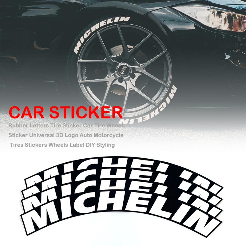 XM-3D rubber Custom Tyre Letterings Sticker 1/0.75 inch Height Car ...