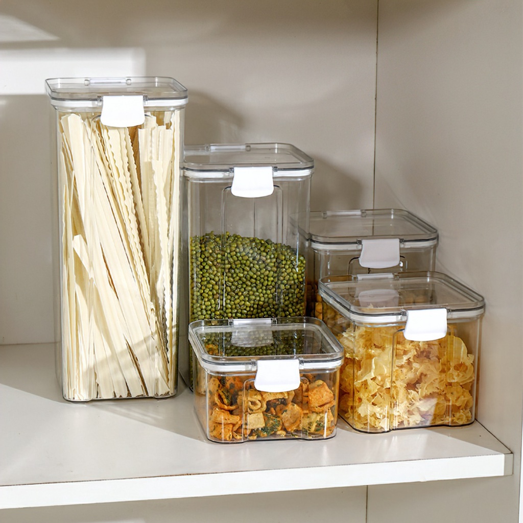 Plastic Box for Dry Food, Transparent Plastic Cereal Box with Sealed ...