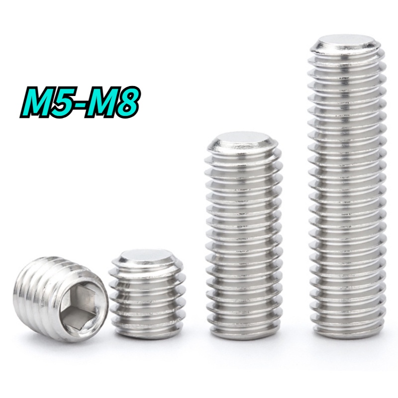 [HNK] 304 Stainless Steel Hexagon Socket Top Wire Headless Machine Meter Screw Flat End Fixing ...