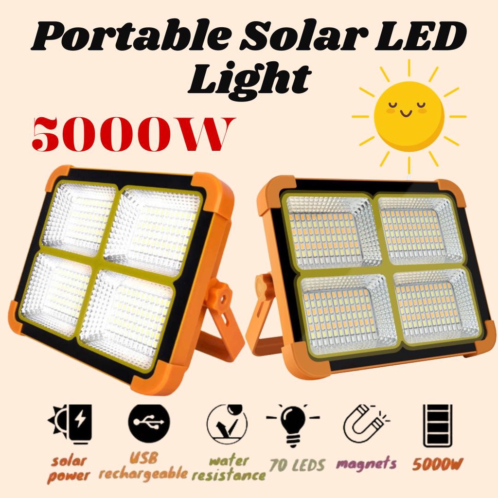 Portable LED Work Lamp 5000w Solar Working Light IP66 Waterproof Floor ...
