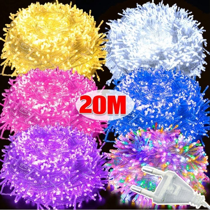 raya 2025 400 LED 50M Twinkle Starry Fairy String Light Lampu Raya Rgb ...