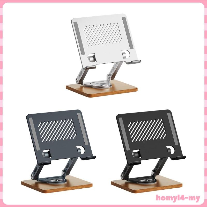 [HomyldfMY] Desktop Shelf Rack Tablet Riser Rack with Wooden Rotating ...