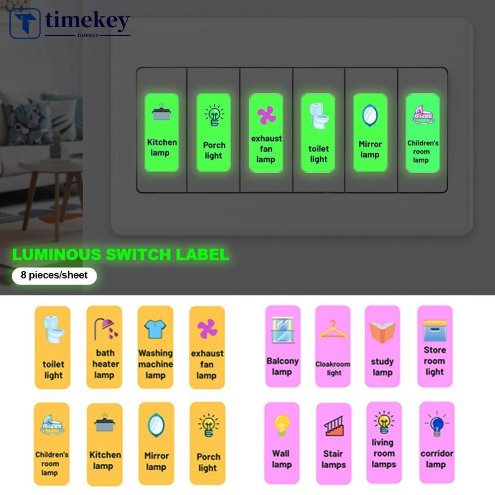 TIMEKEY Glow in the Dark Switch Button Indication Label Luminous Strip ...
