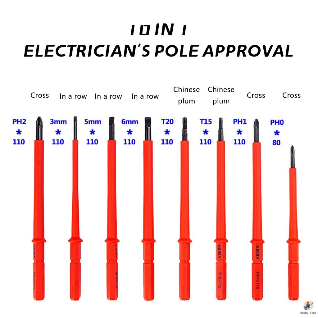 10Pcs Interchangeable Blade Screwdriver Set Cross Word Shaped Plum ...