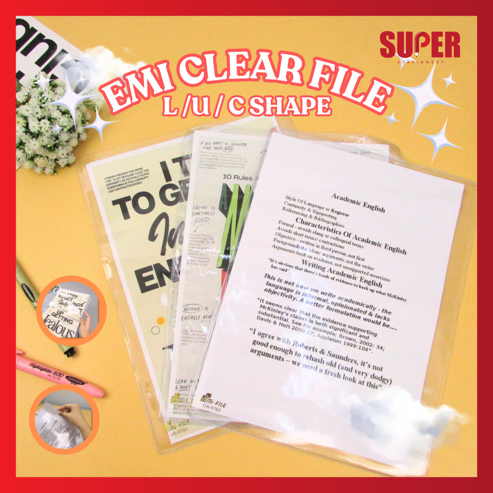 [super stationery] Fail Kertas A4/Emi U shape/ C Shape/ L Shape Paper Folder A4 / Holder / File ...