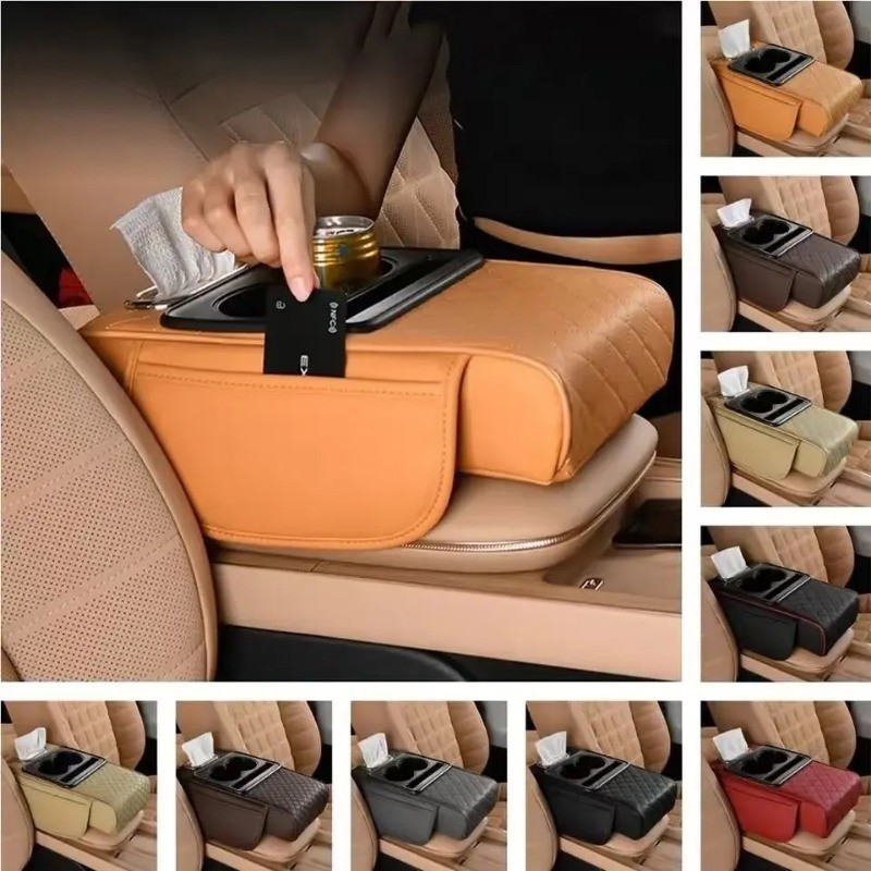 Car Handrail Storage Box Car Center Console Organizer With Cup Holder ...