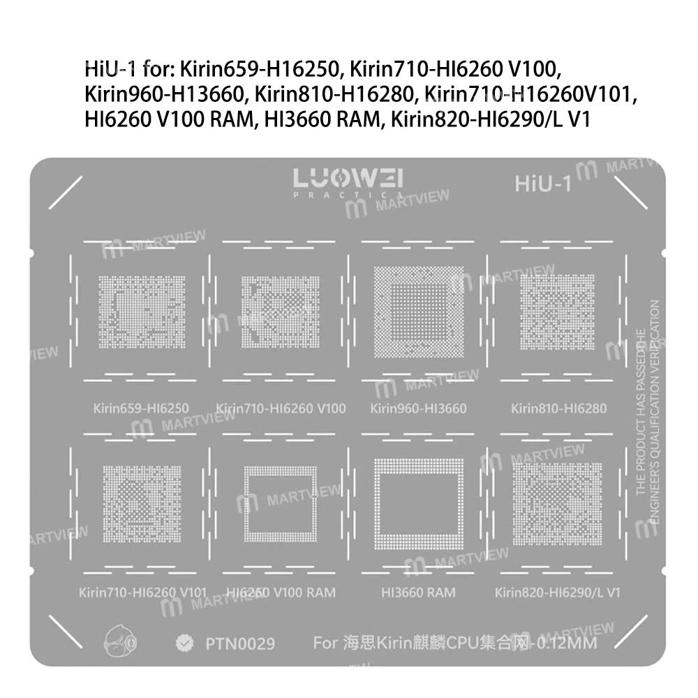 Luowei CPU Series BGA Reballing Stencil Set for i-P/ Hisilicon Kirin/ MediaTek/ Qualcomm ...