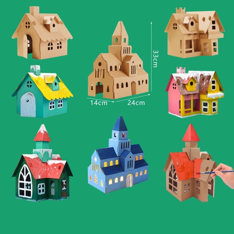 Kindergarten Children's Cardboard Box/DIY Handmade Cardboard/Hut Mosaic ...