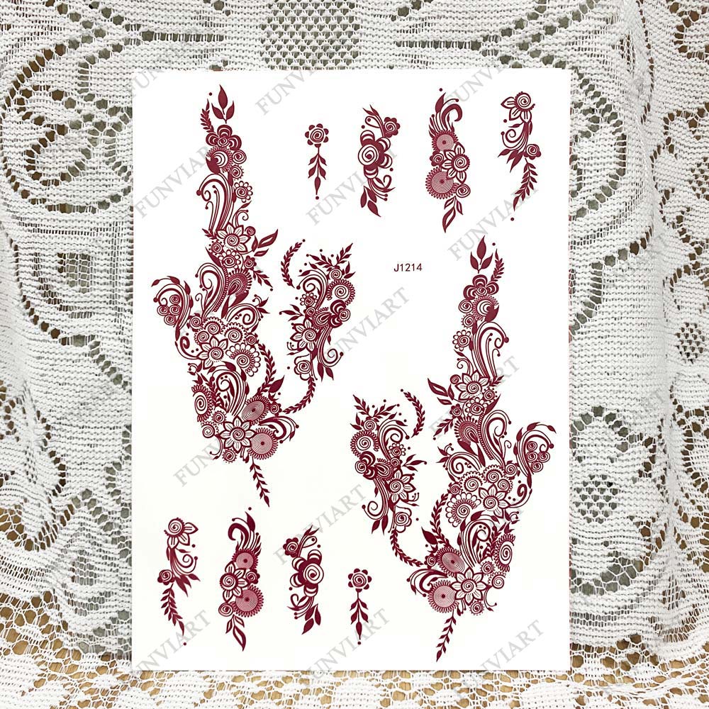 Waterproof Henna Tattoo Red Henna Stickers for Hand Fake Tattoo for ...