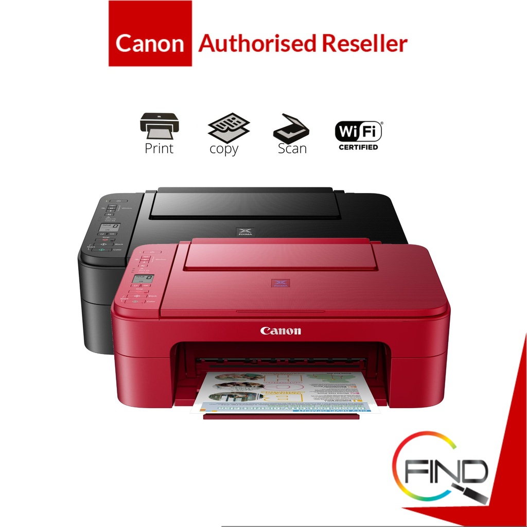 CANON PIXMA E3370 (Black/Red) Compact Wireless All-In-One with LCD for ...