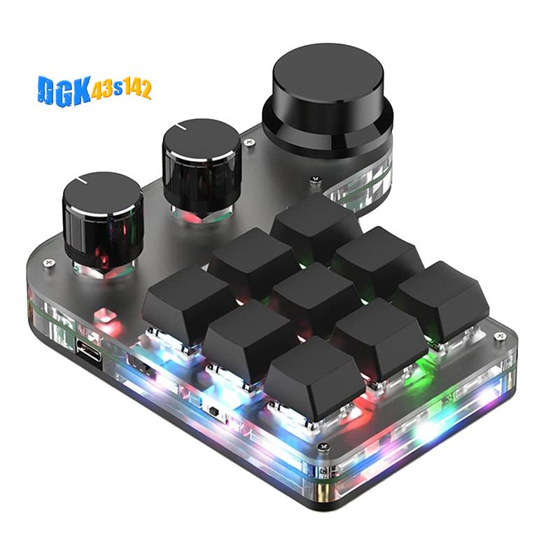 Programmable Mechanical Keyboard, 9 Keys 3 Knobs RGB Programmable Macro ...