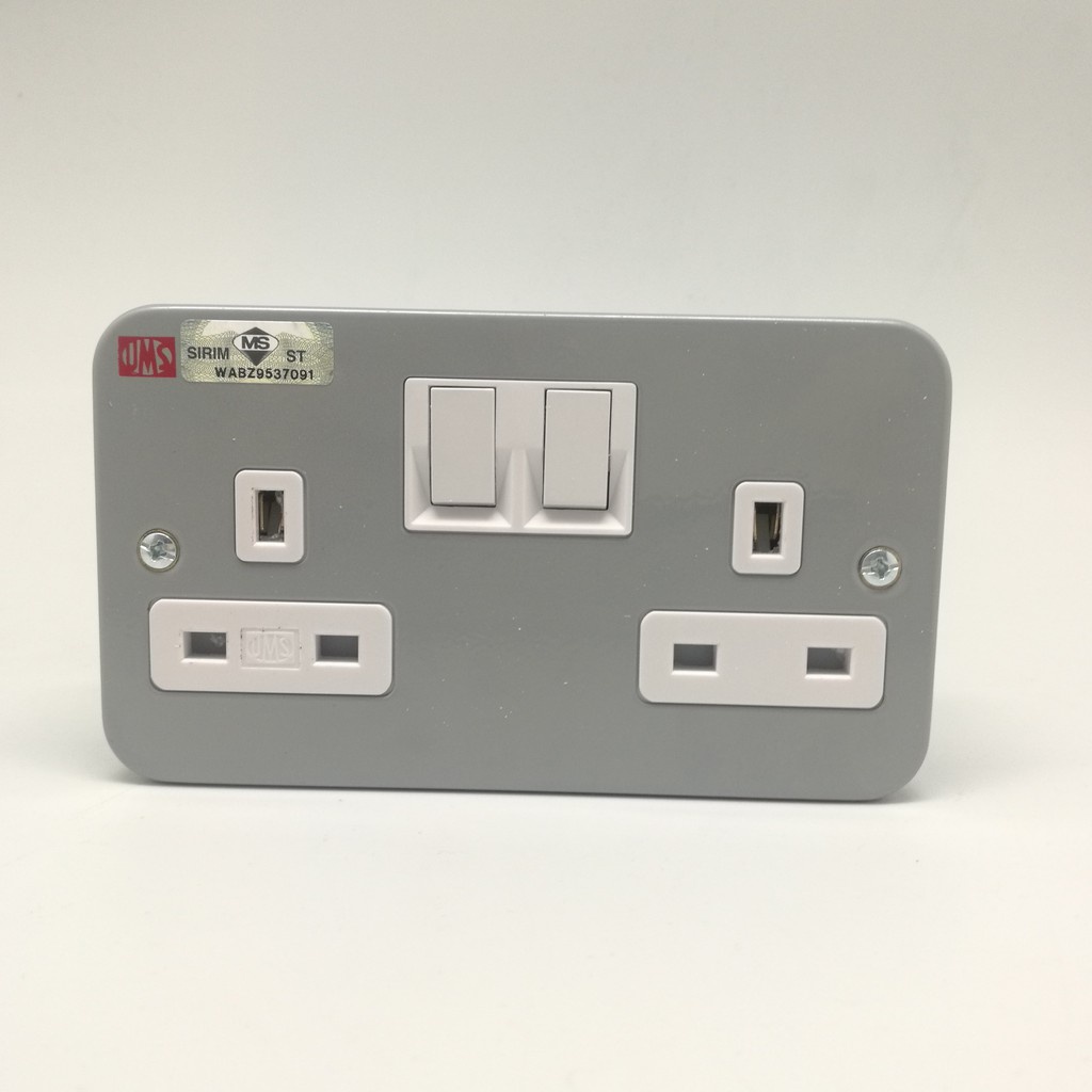 UMS 2213M 13A 2 Gang SP Switched Socket Outlet METAL CLAD | Shopee Malaysia