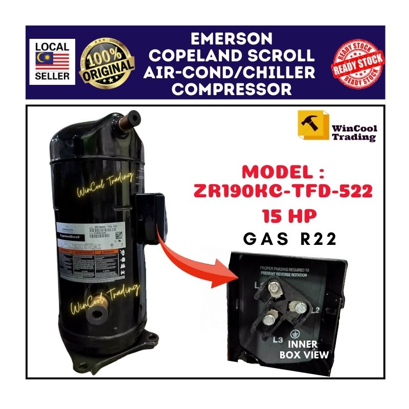 Emerson Copeland Scroll AirCond/Chiller Compressor 15HP (R22 Gas) Model ...