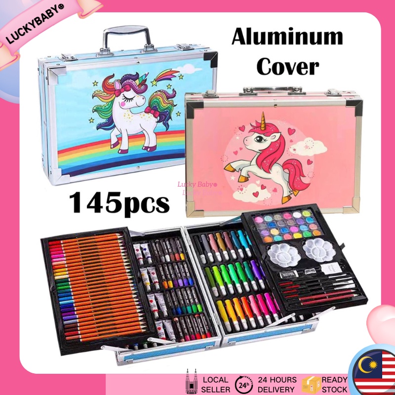 145pcs/set Art Set Unicorn Aluminum Box Painting Pen Watercolor Pens ...