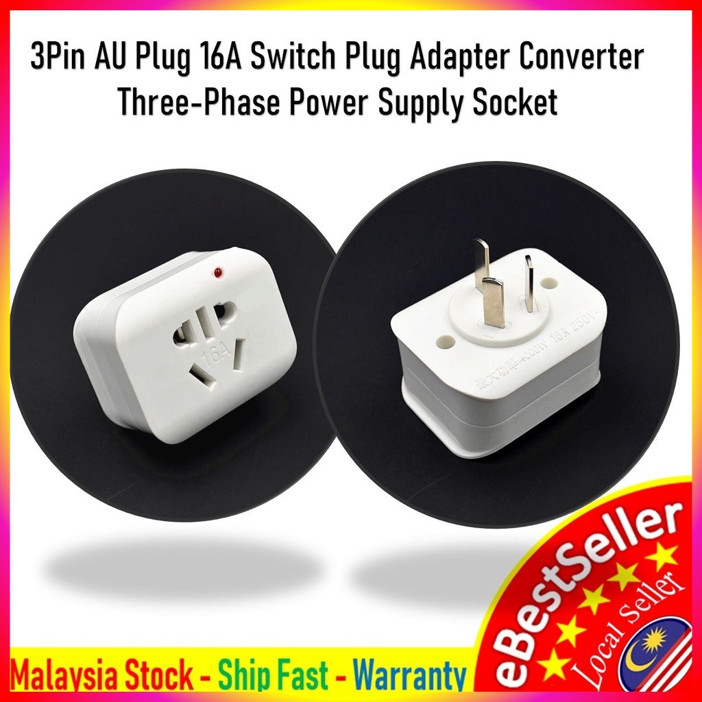 3Pin AU Plug 16A Switch Plug Adapter Converter Three-Phase Power Supply ...