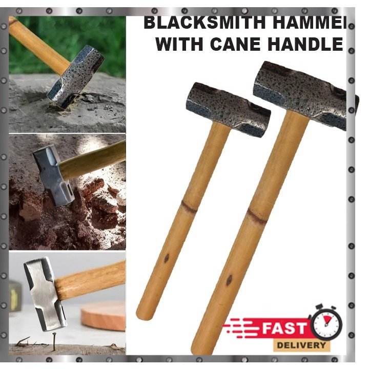 BLACKSMITH SLEDGE HAMMER WITH CANE ROTAN HANDLE 2LB 3LB 4LB 6LB 8LB ...