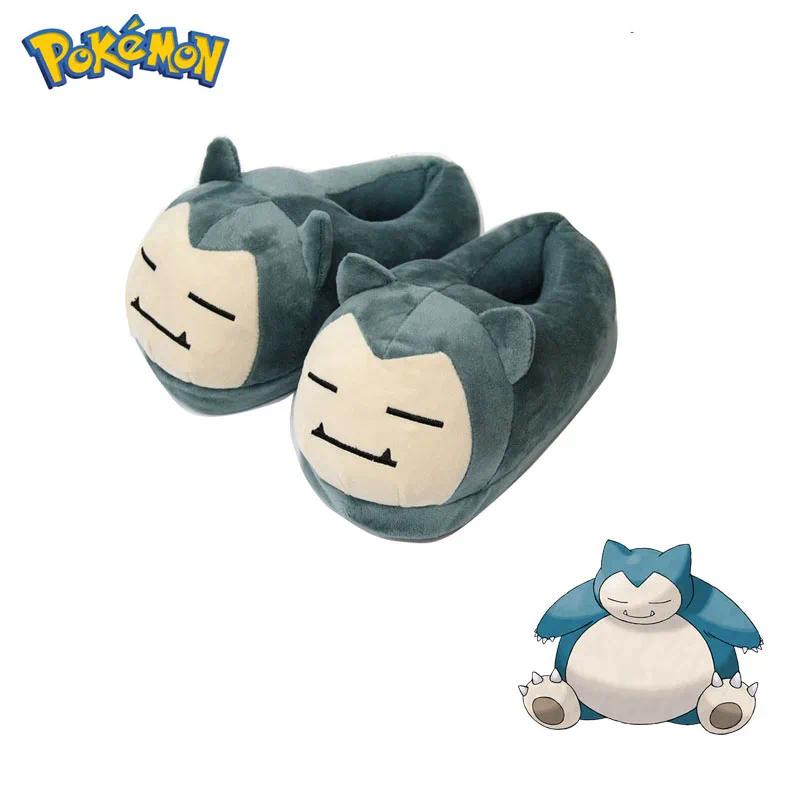 Pokemon Shoes Couple Plush Snorlax Slippers Warm Cartoon Half Shoes ...