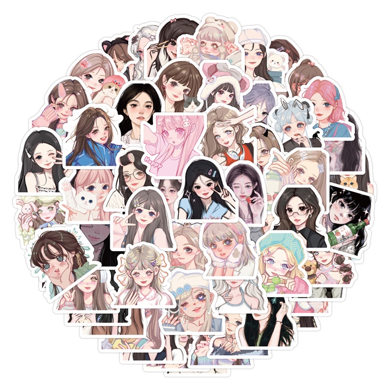 100PCS Beauty and Cute Girls Heart Figures Graffiti Stickers For Helmet ...