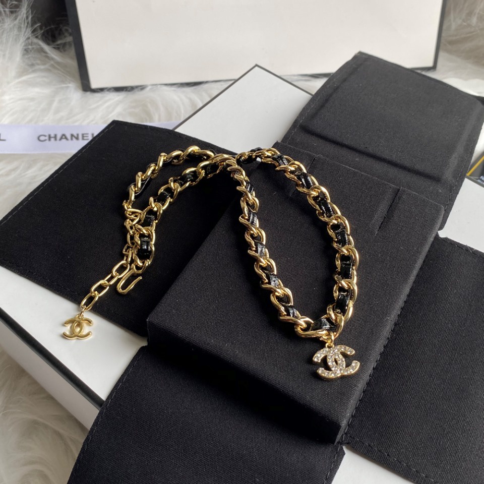 Chanel Necklace Accessories Simple Letter Double CC Chains Choker ...