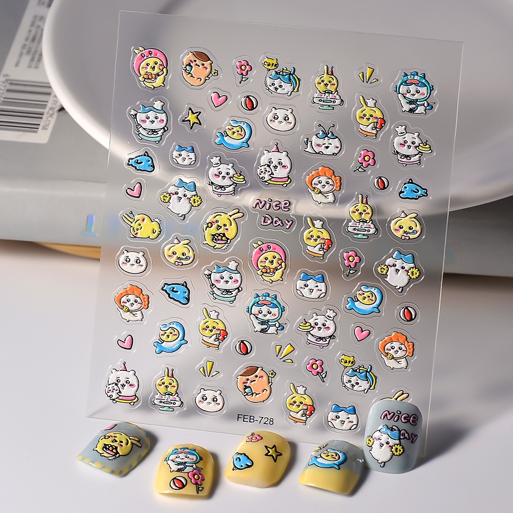 Japanese Korean Anime chiikawa Uzachi Manicure Stickers chiikawa Cute ...