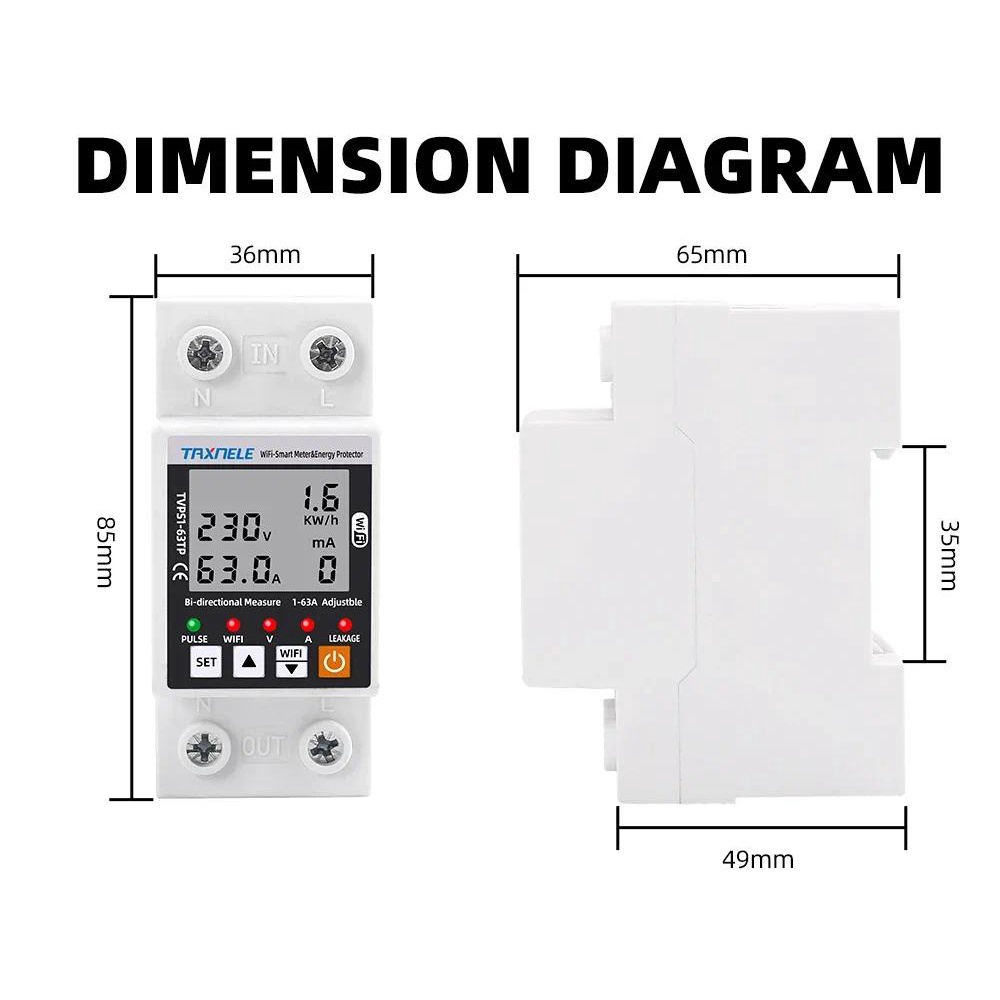 TUYA WiFi Smart Circuit Earth Leakage Over Under Voltage Protector ...