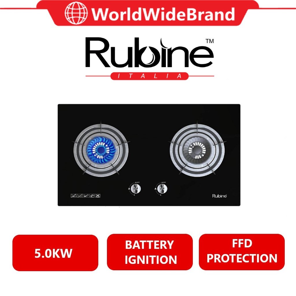 Rubine VISTA Built-in Hob 2 Burner RGH-VISTA2B-BL l Rubine VISTA Built ...