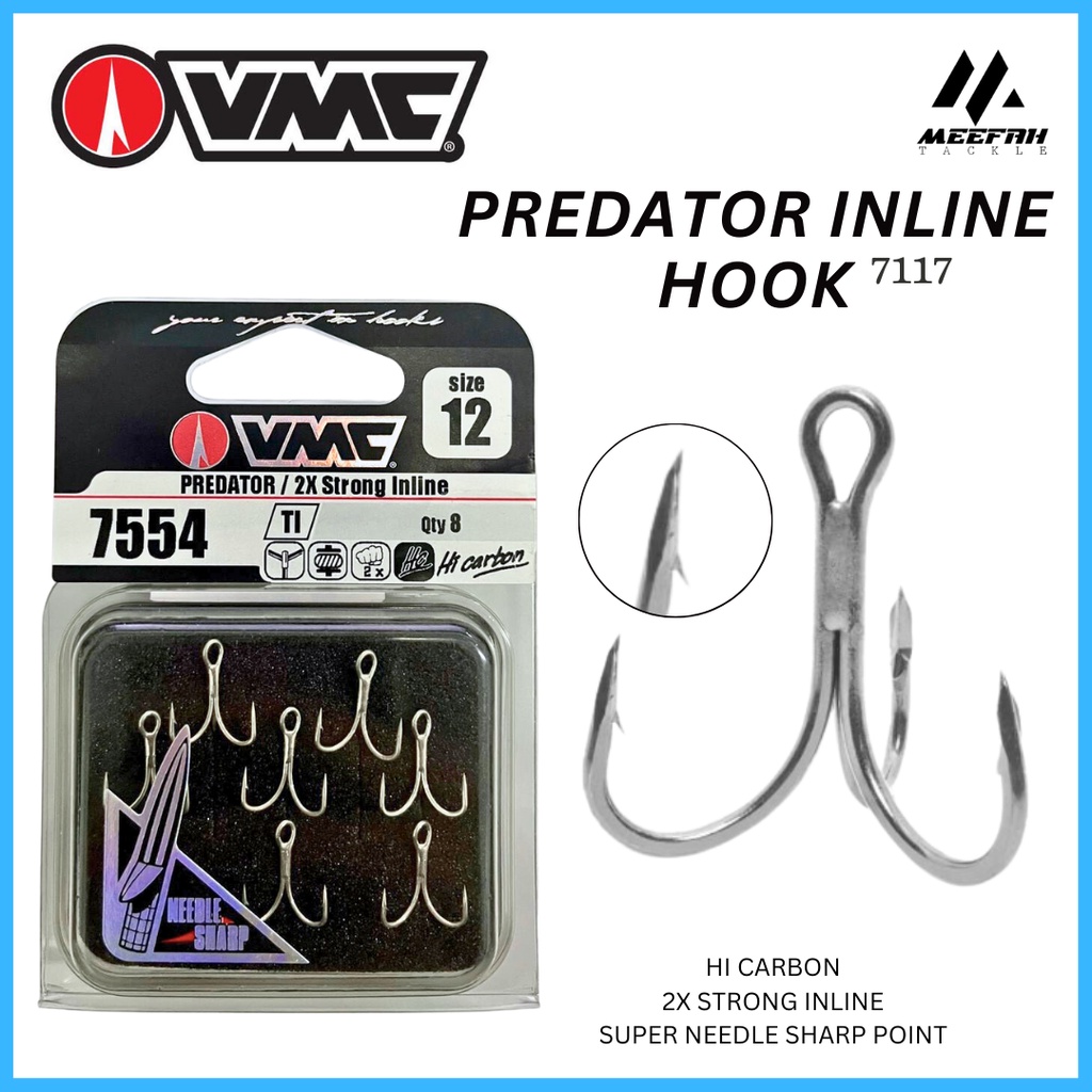 VMC 7554 TI PREDATOR INLINE TREBLE HOOK 2X STRONG - Treble Hook Fishing Hook Kail Mata Tiga ...