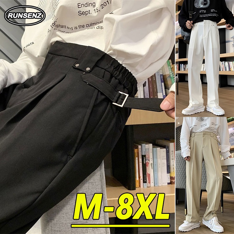 M-8XL Premium Drape Suit Pants Men Business Plus Size Trousers Loose Causal Black Long Pants ...