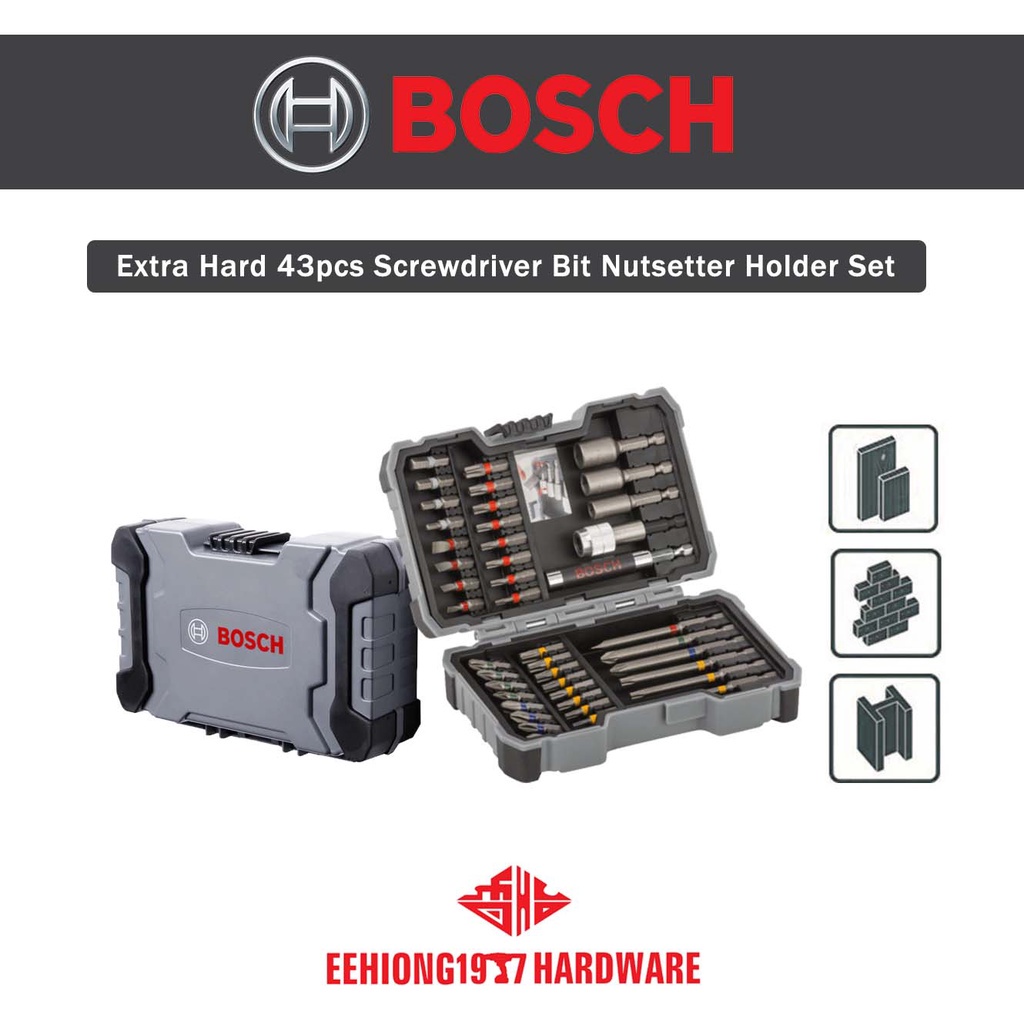 BOSCH Extra Hard 43pcs Screwdriver Bit Nutsetter Holder Set Accessories ...