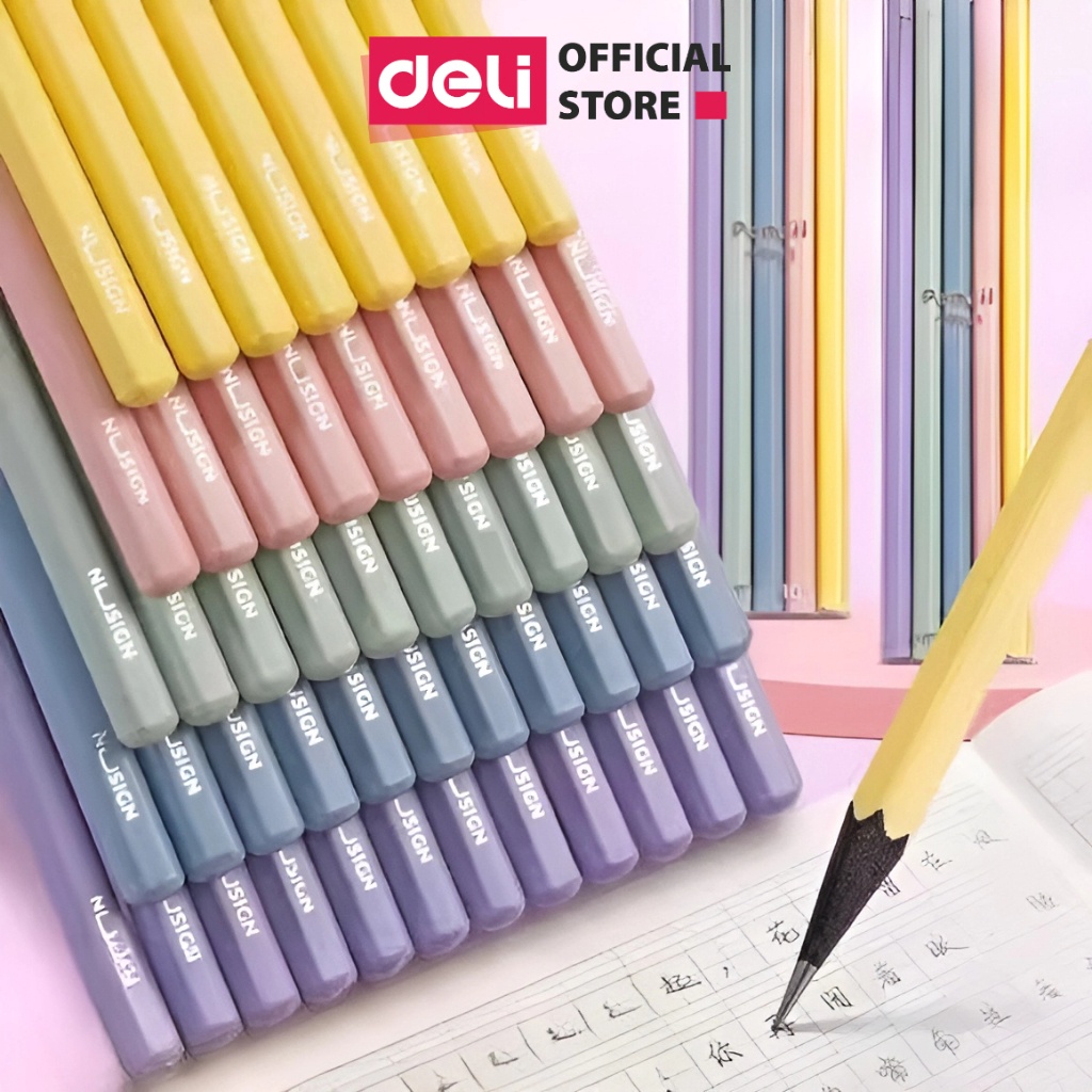 2b Nusign Wood Pencil Pastel Color Black Core Deli - Dark Pencil ...