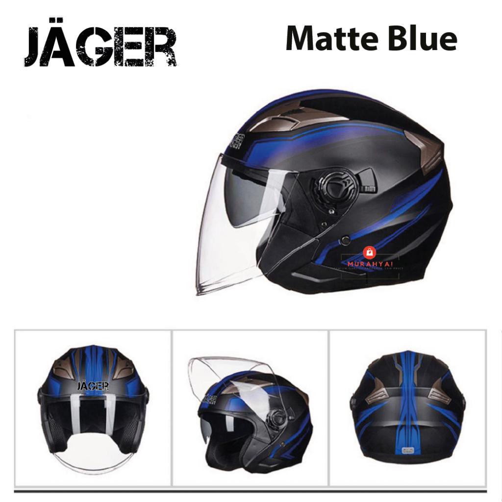 JAGER Helmet motor helmet motorcycle Topi keledar double visor open ...