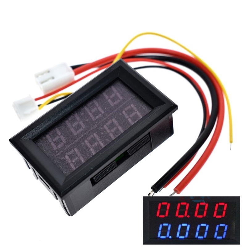 4 Bit DC 0-200V 10A 50A 100A Voltmeter Ammeter Blue Red LED Amp Dual Digital Volt Meter Gauge ...